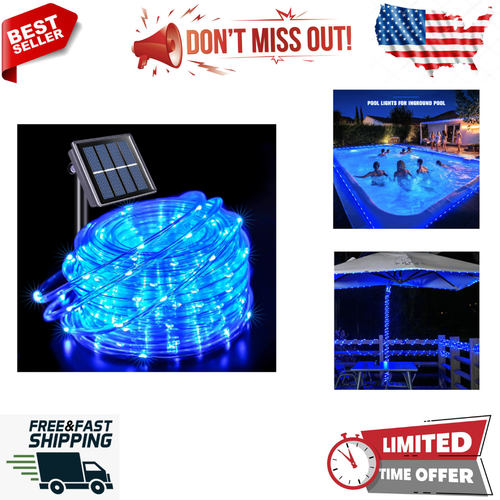 200 LED Solar Pool Lights for above Ground, 66 Ft IP65 Waterproof Pools ...