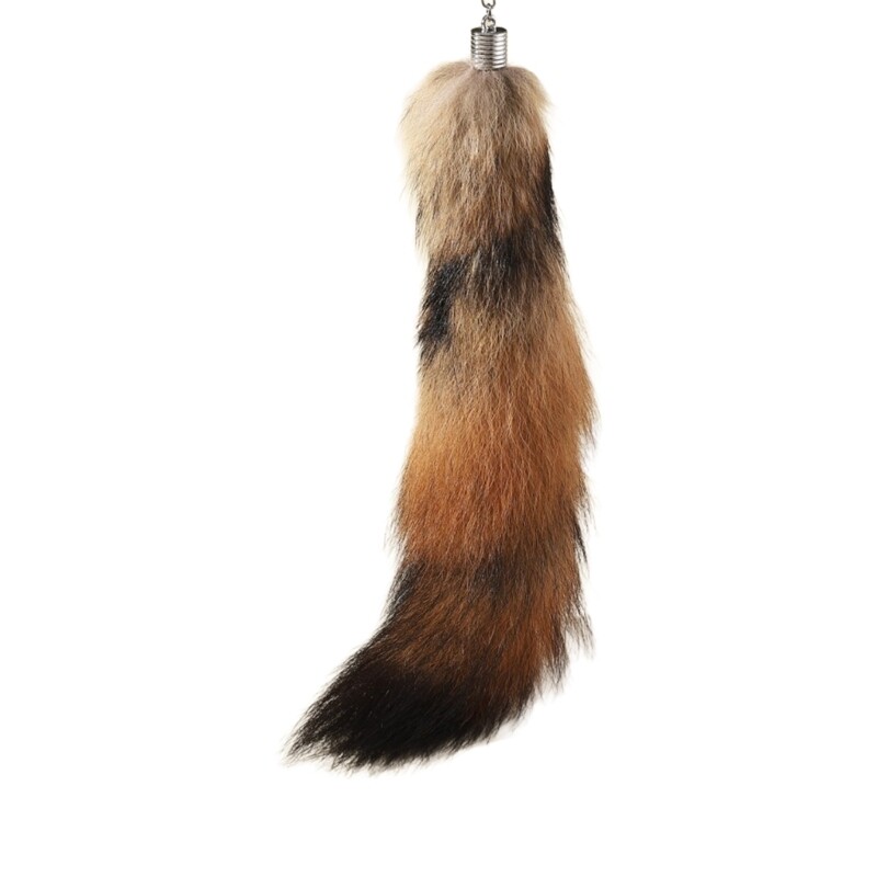 Fashionable Keychain with Foxes Tail Pendant Keyrings Accessory for Car ...