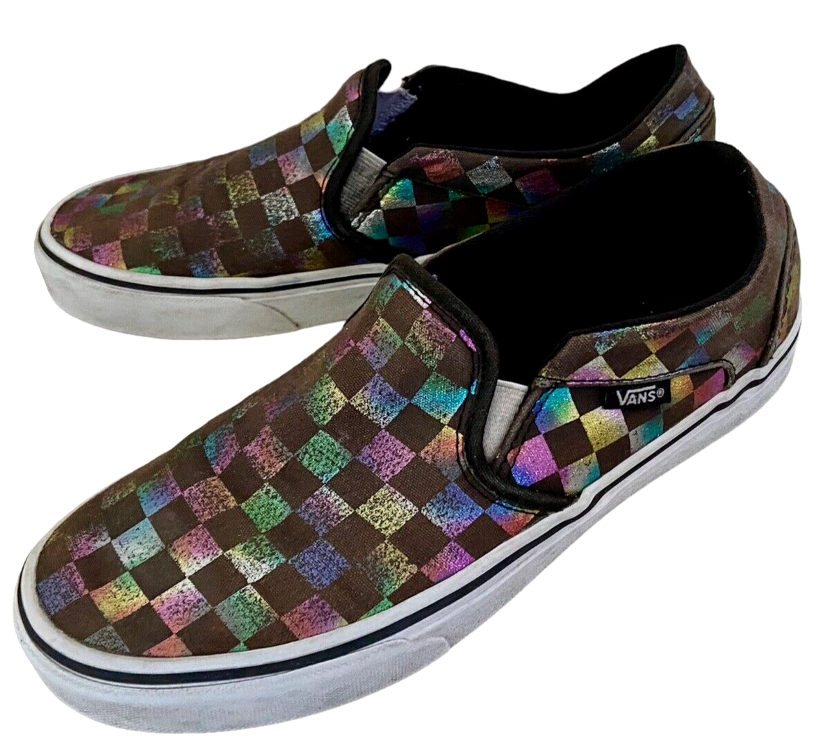 VANS OFF THE WALL ASHER SLIP-ON SNEAKER, BLACK IRIDESCENT RAINBOW ...