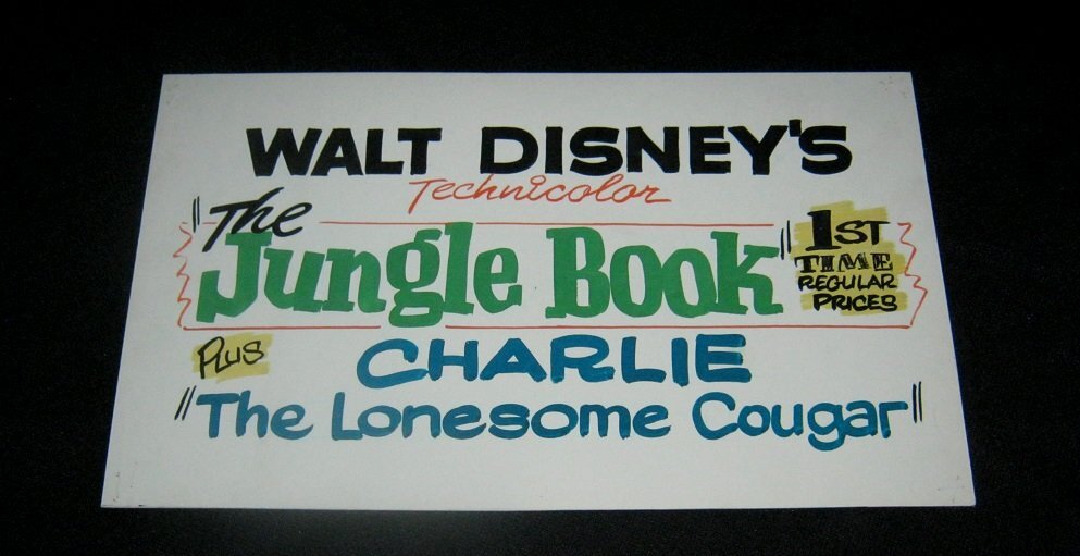 Orignl 1960s HandMade Title Card Poster JUNGLE BOOK Charlie The ...