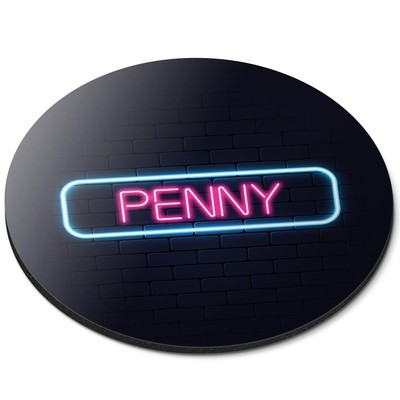Round Mouse Mat Neon Sign Design Penny Name #353422 | eBay