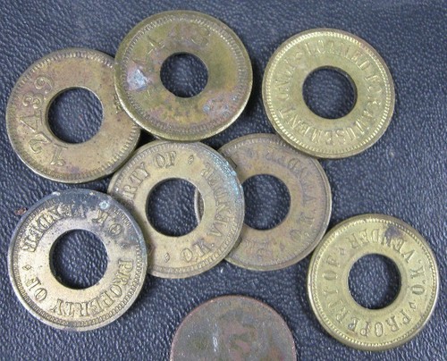 Lot of 7 Antique Trade Tokens OK Vender Good for 5c | eBay
