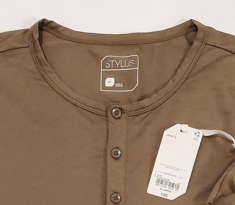 Stylus Shirt Mens XL Dusty Olive Green Crew Neck Long Sleeve Stretch ...
