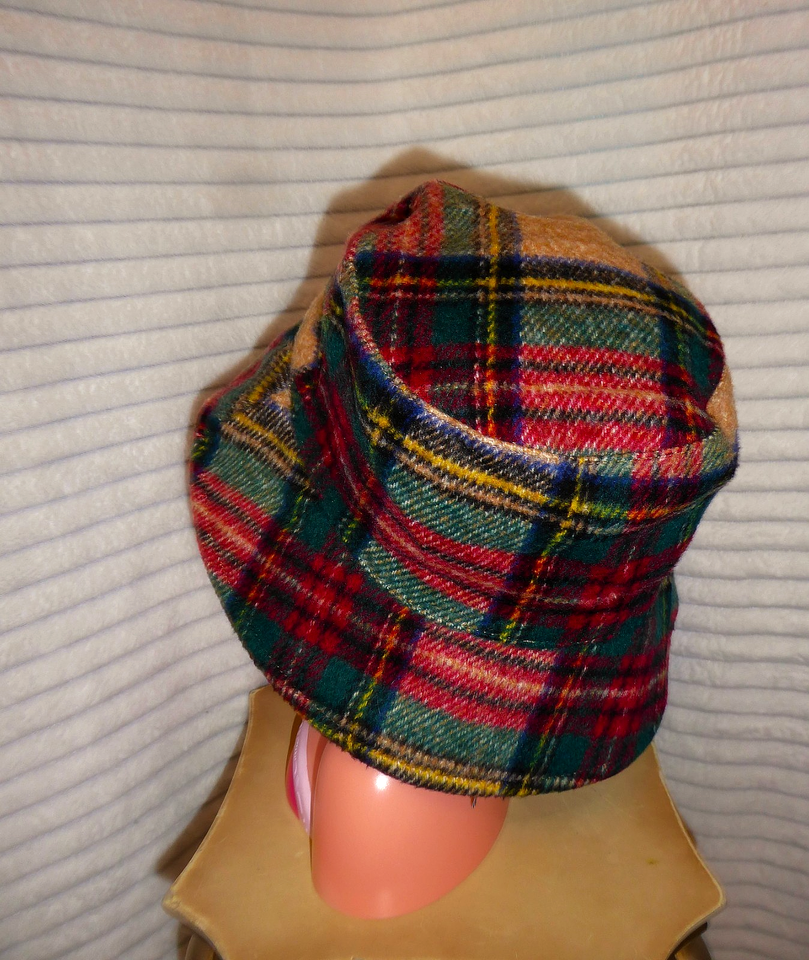 M & S Ladies Winter Red Check Bucket Hat With Rim, Small Size | eBay UK