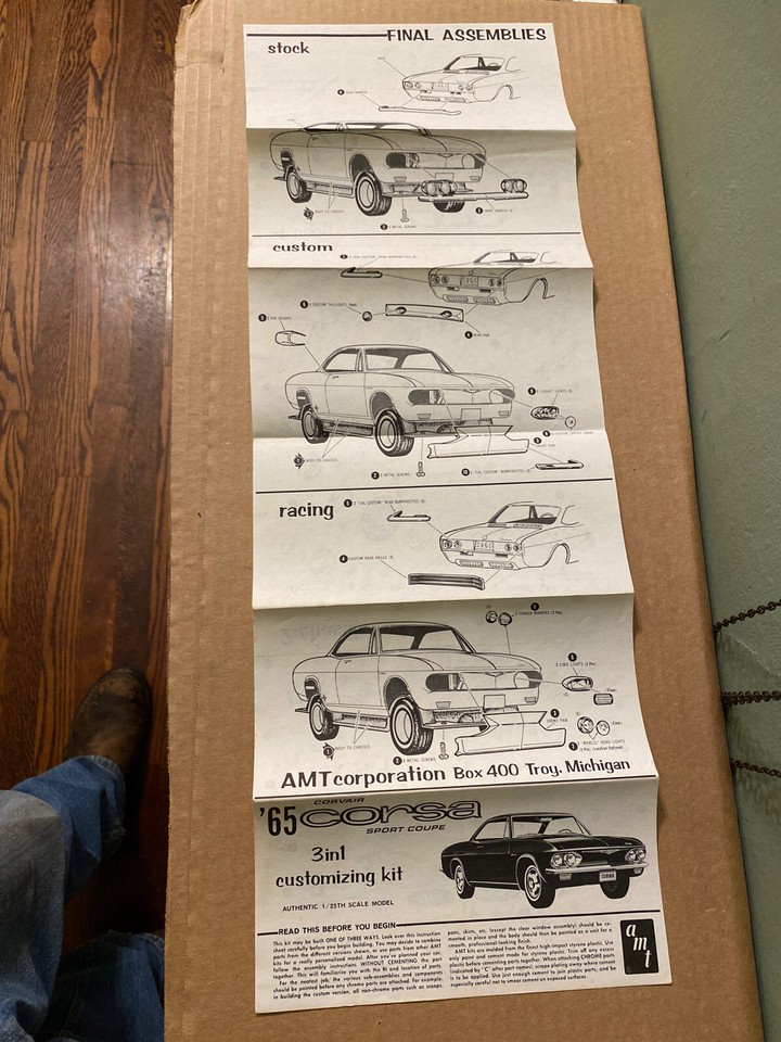 Vintage Annual AMT 1965 Chevrolet Corvair Corsa Ht Model Kit ...