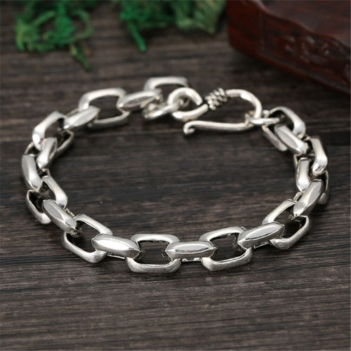 Real 925 Sterling Silver For Men Women 8mm Rectangle Cable Link ...