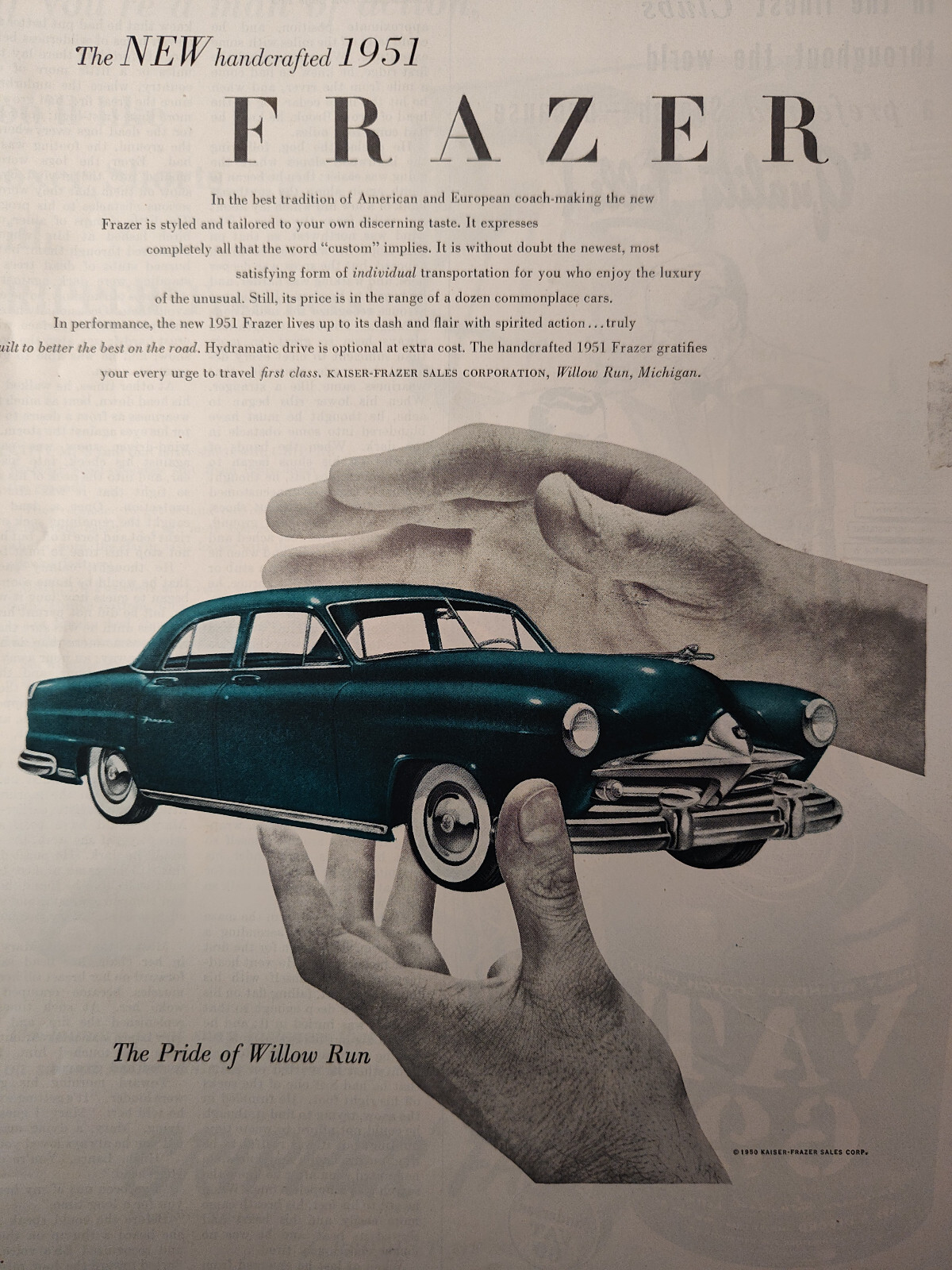 1950 Original Esquire Art Ad Advertisements 1951 Kaiser Frazer ...