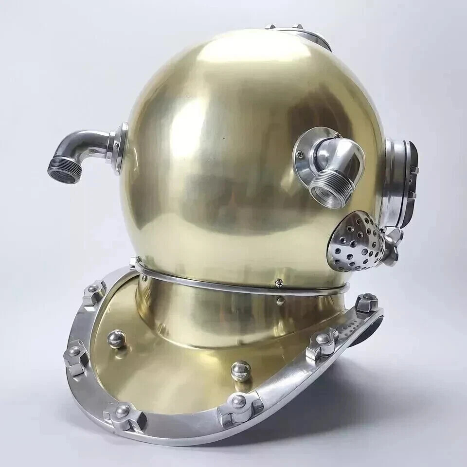 18" Steel Diving Helmet US Navy Mark V Deep Sea Scuba Antique Divers ...