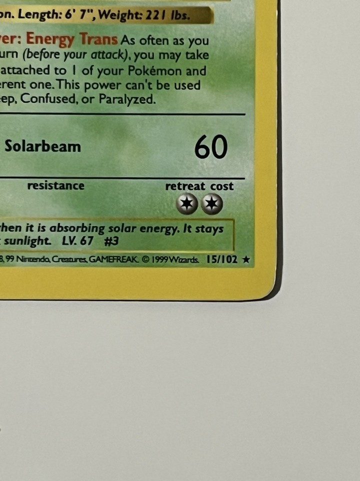 Pokémon TCG Venusaur Base Set 15/102 Holo Shadowless Holo Rare | eBay