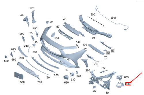 NEW MERCEDES-BENZ CLS C257 FRONT BUMPER RIGHT COVER BRACKET A2578840200 ...