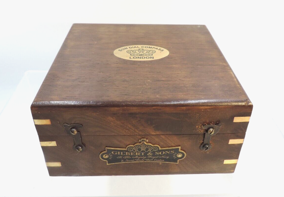 Gilbert & Sons London Repro 4.5" Sun Dial Compass in Wooden Case | eBay
