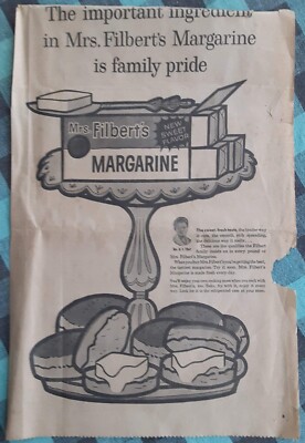 VINTAGE AD FOR MRS. FILBERT'S MARGARINE | eBay