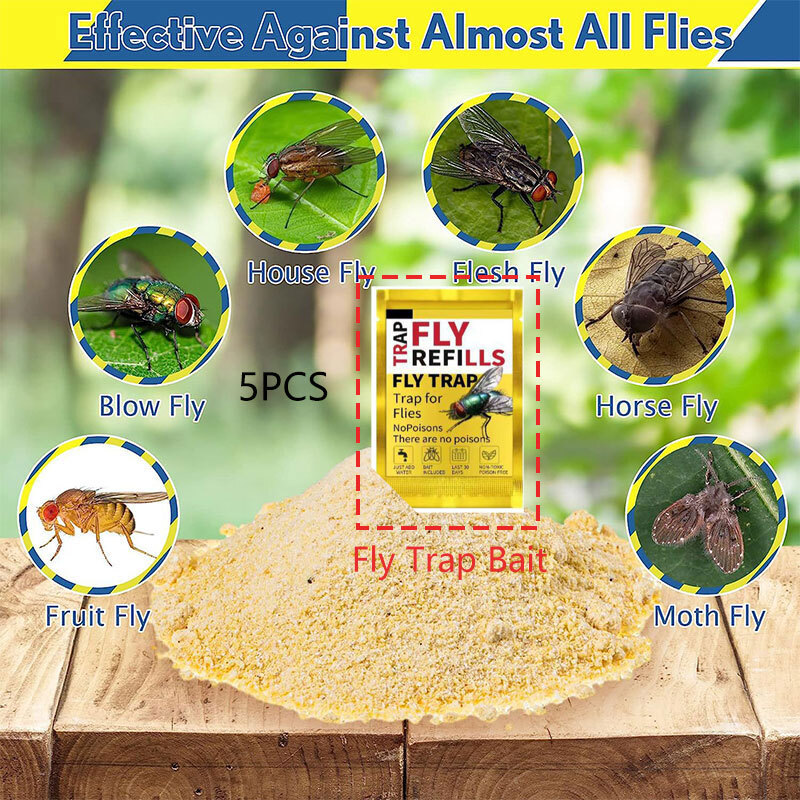 5PCS Fly Bag Trap Bait Mosquito Attractant Flycatcher Killer Mosquito ...