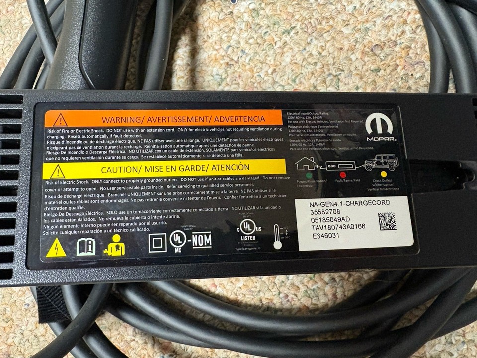 OEM Jeep Grand Cherokee 4XE EV Charger MHEV PHEV plugin hybrid cable 22 ...