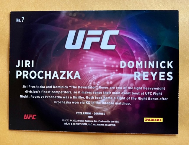 2022 Donruss UFC - Duos #7 Jiri Prochazka, Dominick Reyes for sale ...