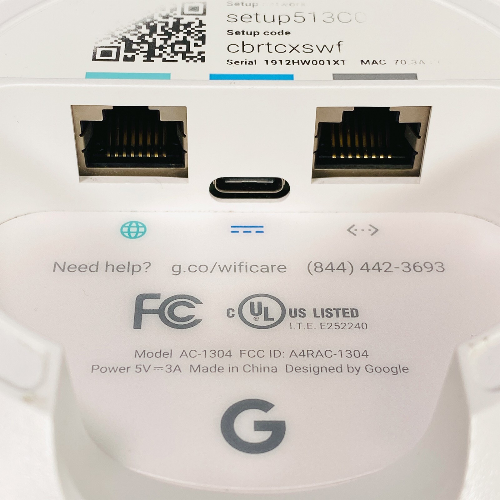 Google AC-1304 1 Port 1200Mbps Dual Band Wi-Fi Wireless Mesh Router | eBay