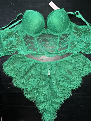 Victoria's Secret 36B BOMBSHELL BRA SET M high-Waist SHORTIE Panty ...