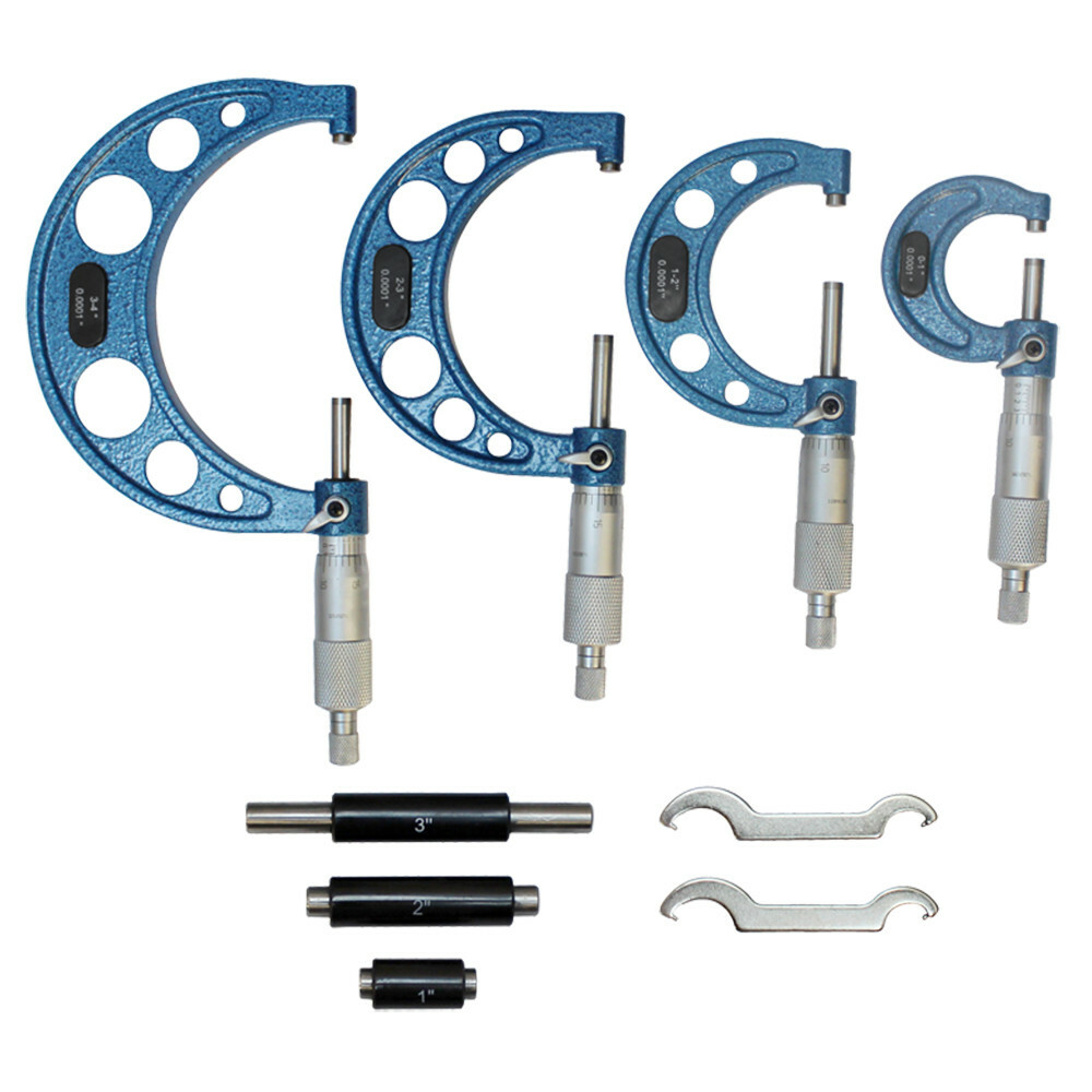4 PC 0 - 4" Micrometer Set 0.0001" Increments Machinist Precision ...