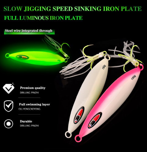 Lot 4PC Slow Pitch Flat Fall Jigs Jigging Saltwater Lead Metal Fishing ...