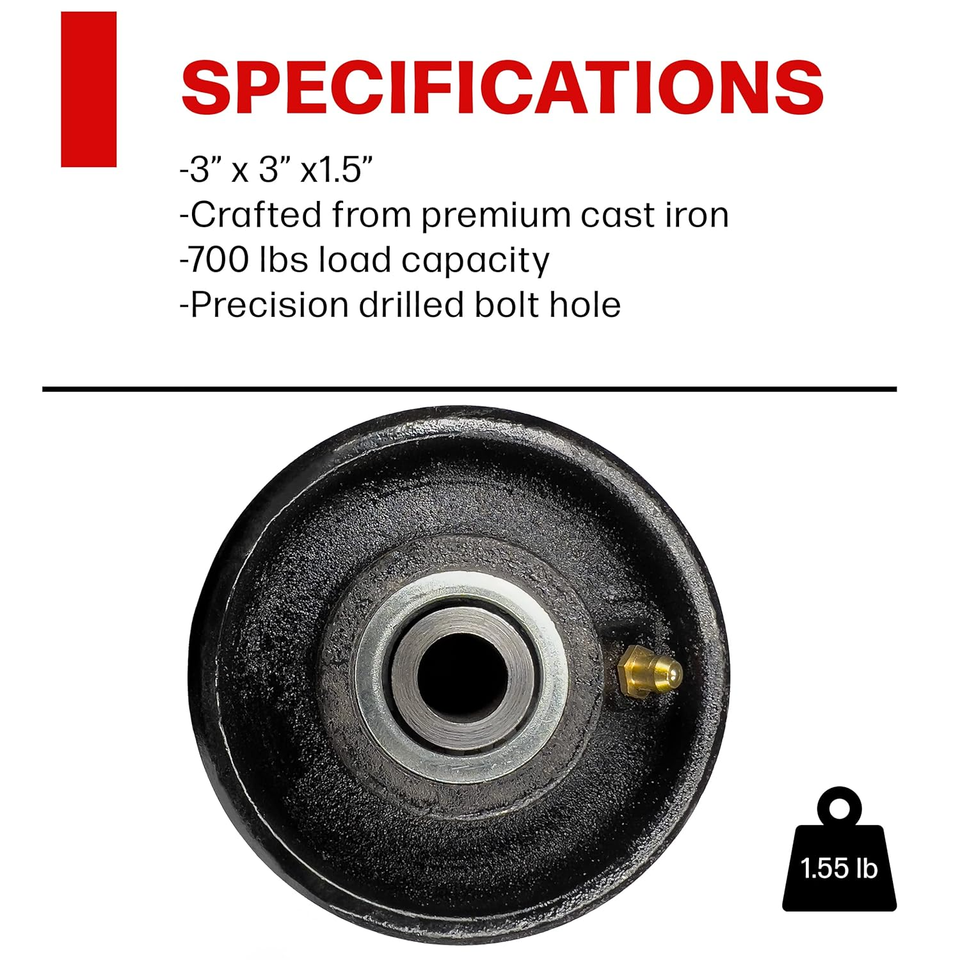 3 Inch V-Groove Gate Wheels Cast Iron Steel With Weldable Box - 1 Pc ...