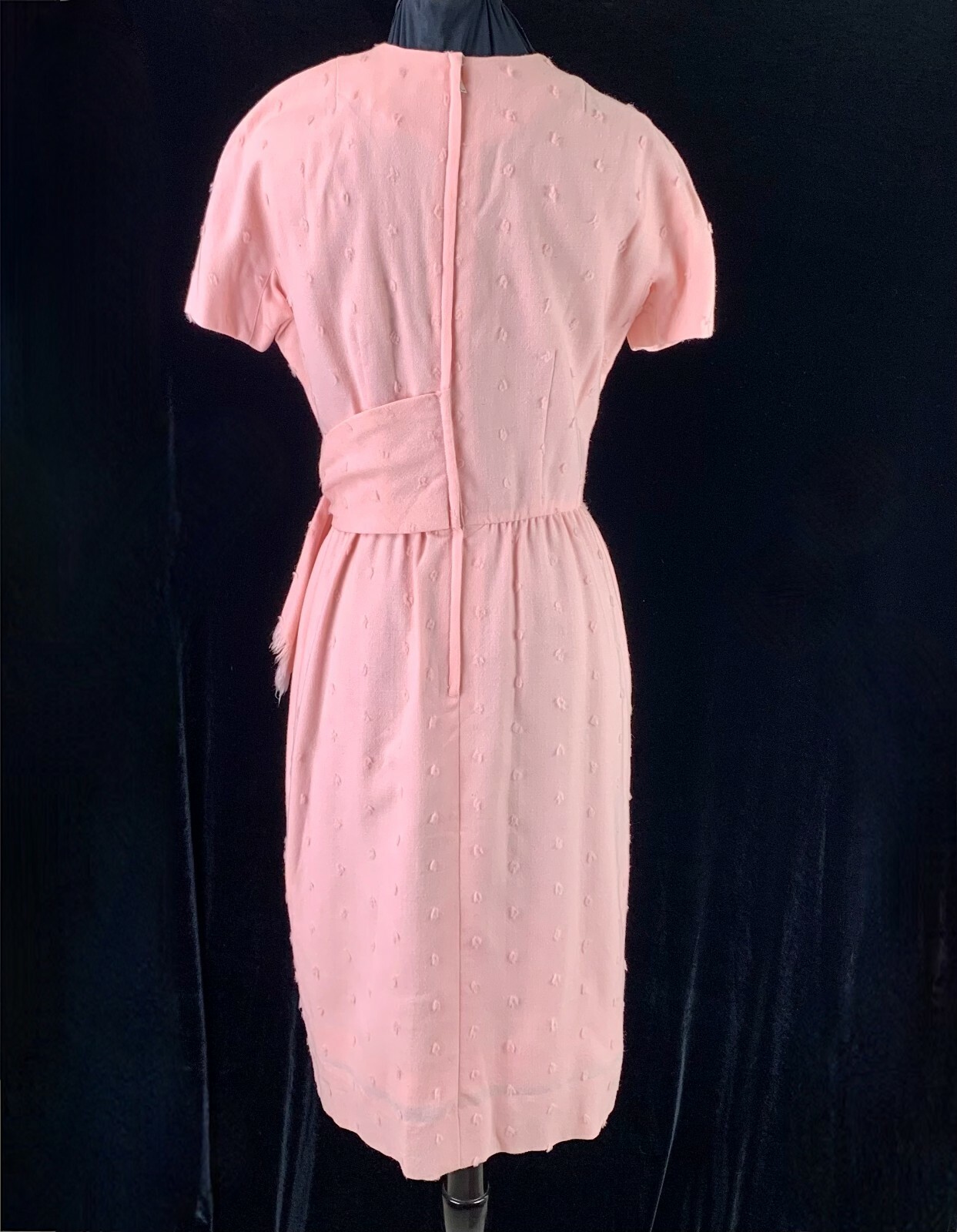 1960s Mr Mort Pink Wool Dress Asymmetric Waist Tie Sheath Kimono Short ...