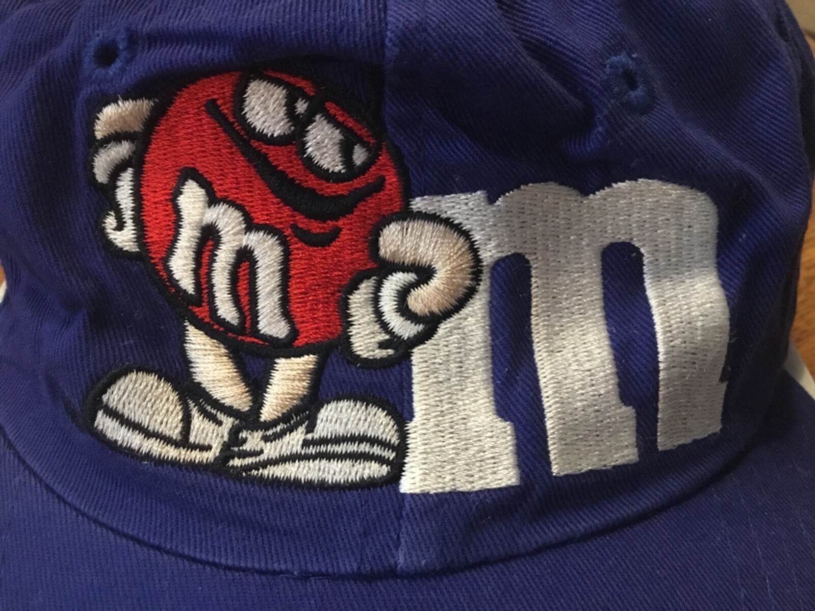 1997 VINTAGE Blue M&Ms RED Character Hat Youth Snap Back Cap | eBay