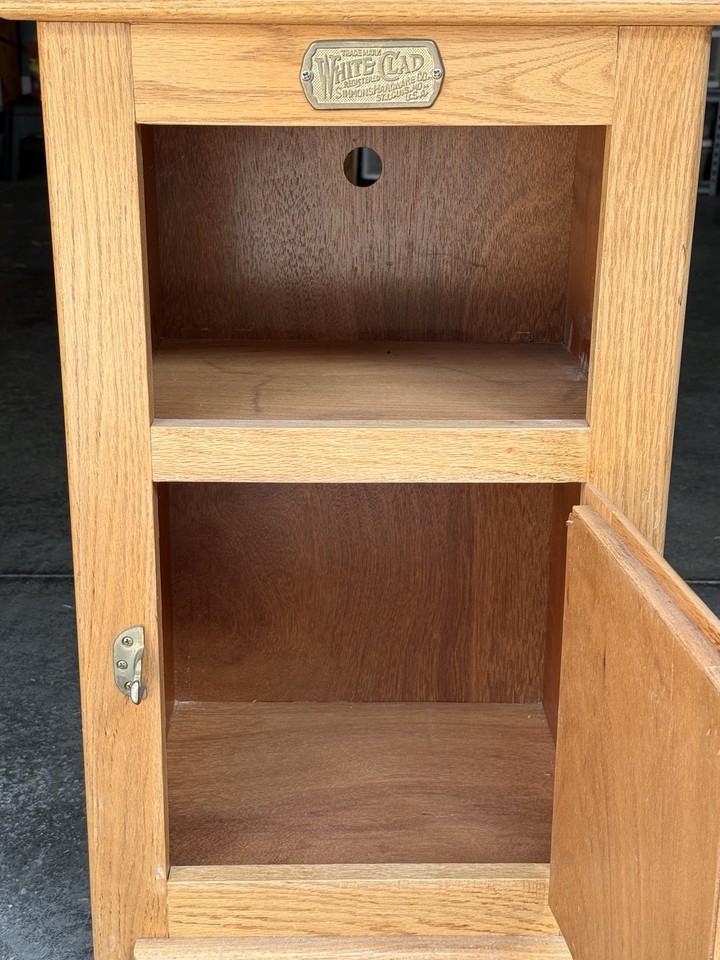 Vintage White Clad Oak Wood Ice Box Nightstand Cabinet Chest End Table ...