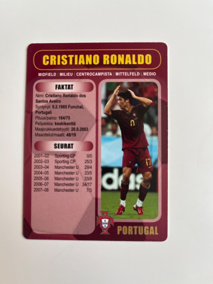 CRISTIANO RONALDO MANCHESTER UNITED PORTUGAL BOING 2008 MINT CARD (RARE ...