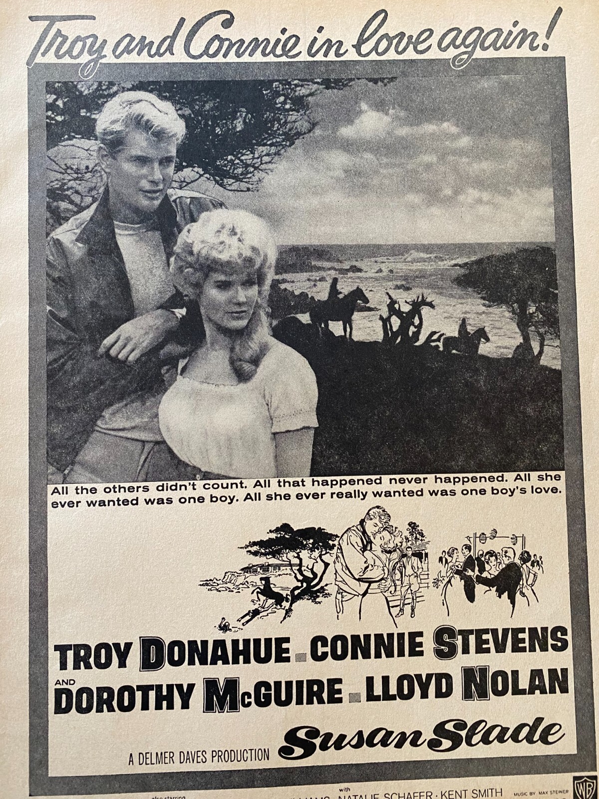 Susan Slade, Troy Donahue, Connie Stevens, Full Page Vintage ...