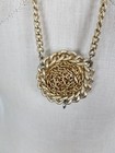 Braided Gold Rope Length Chain Circle Medallion NECKLACE Statement ...