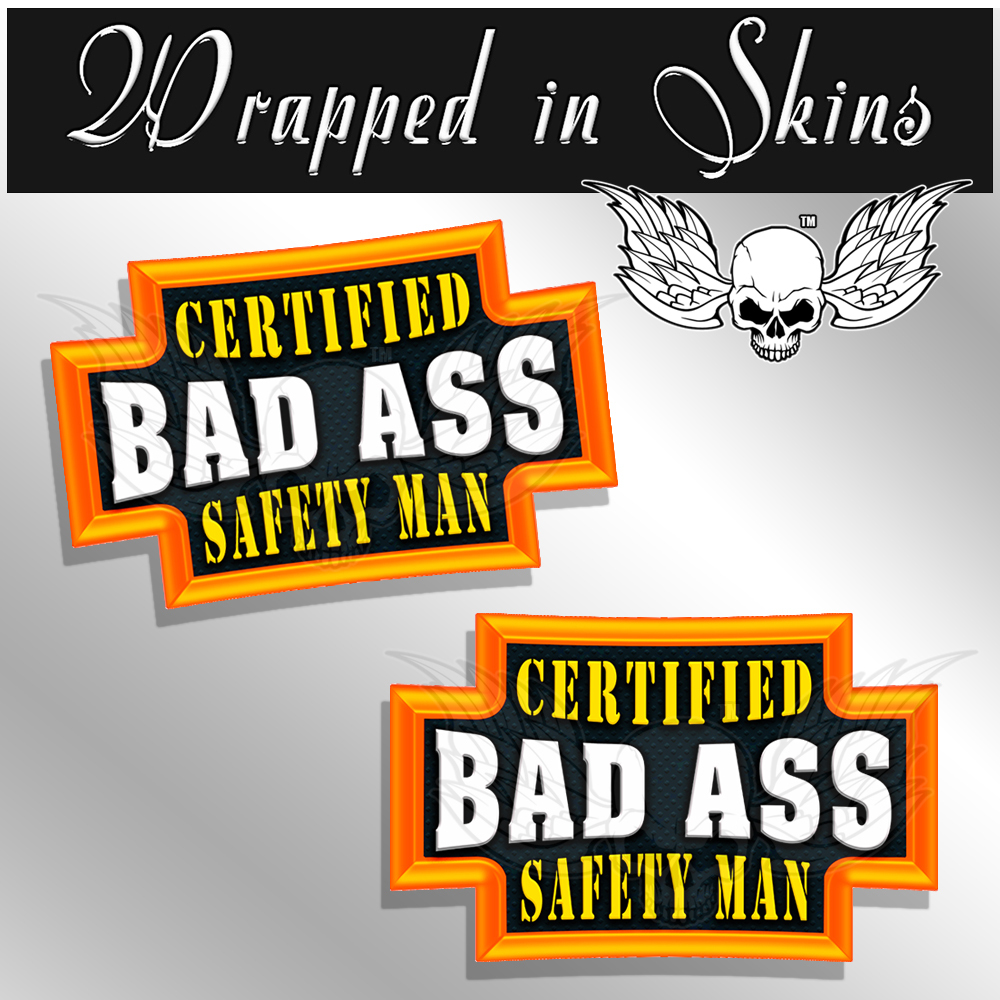 SAFETY MAN Certified Bad Ass Hard Hat Decals Funny Helmet Stickers - 2 ...