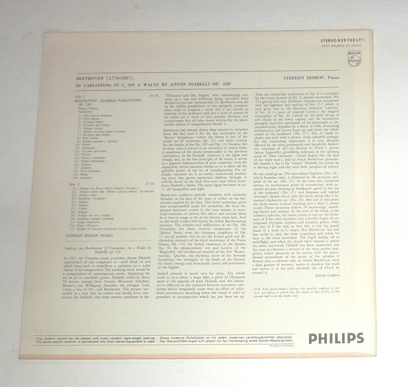 VINYL LP by STEPHEN BISHOP (PIANO) "BEETHOVEN" (1968) CLASSICAL ...