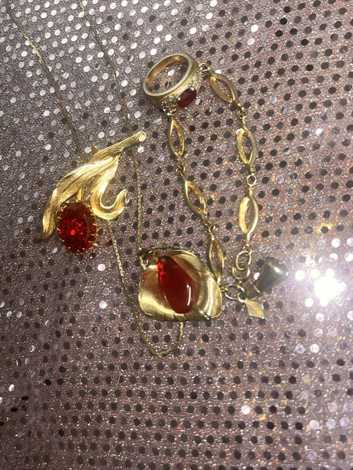 Vintage Gold Untested Luxurious Red Jewelry Lot | eBay