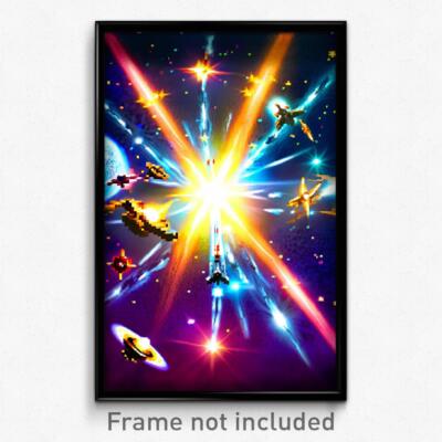 Pixel Art Poster - Famous Galaxy Battle (8 Bit Psychedelic Video Game ...