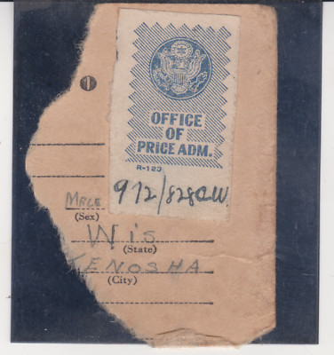 Office of Price Adm. (OPA) Form R-123 WWII Exec Order 8875 Aug. 28 ...