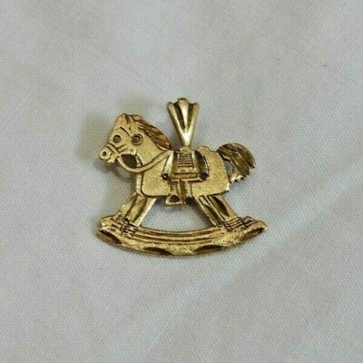 14K Yellow Gold Rocking Horse Charm or Pendant | eBay