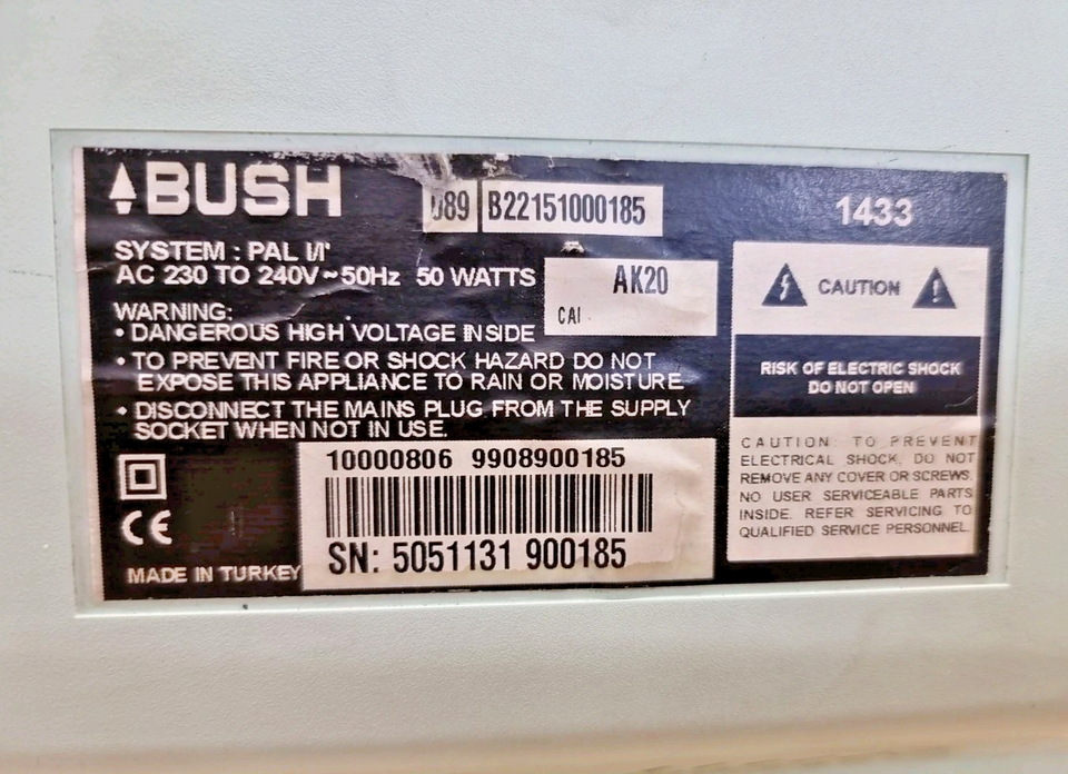 Bush 14 Inch CRT Portable TV Spares Or Repair SCART Retro Gaming ...