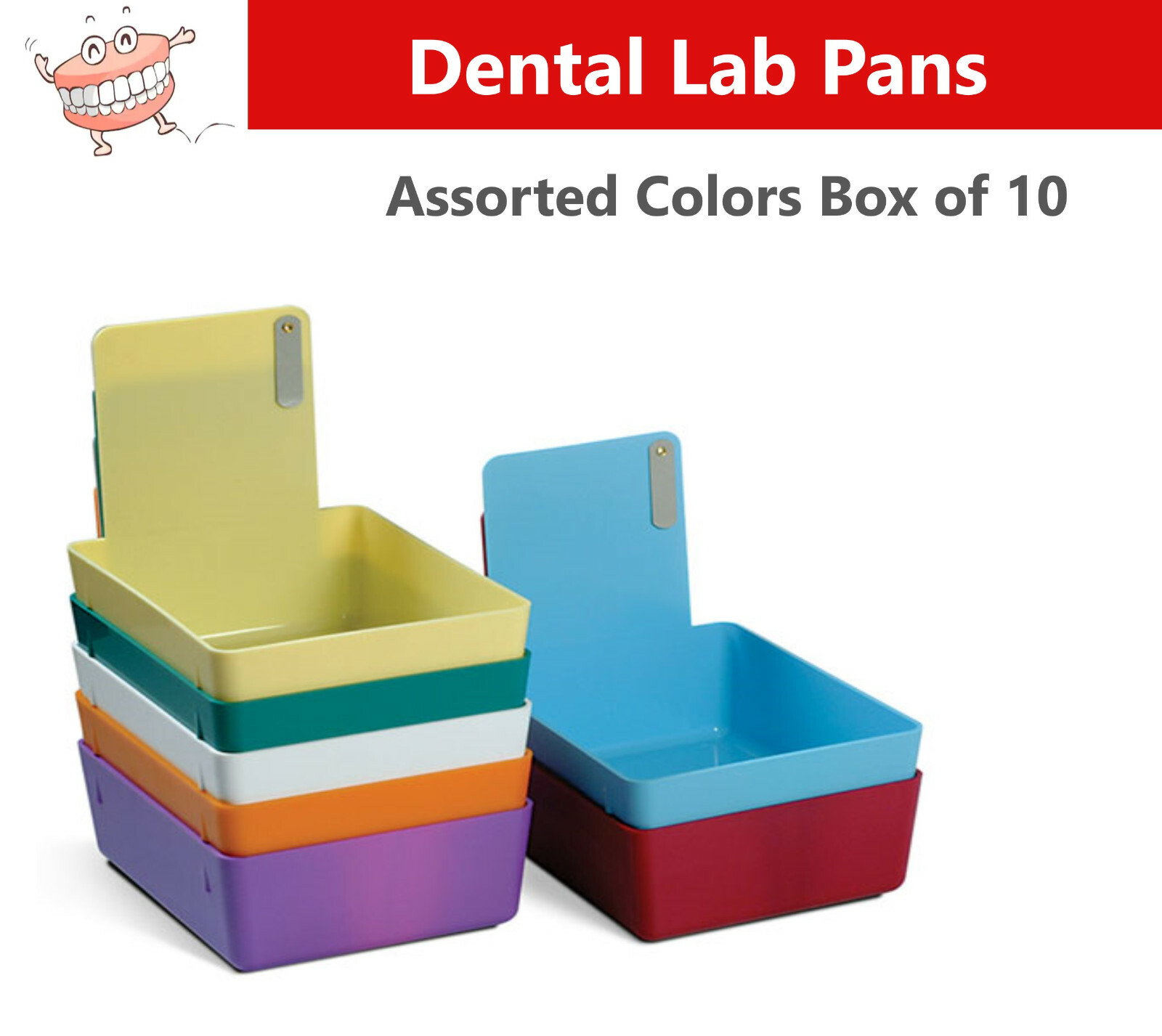 10/Pk Dental Lab Pans Work Pans, Medium 7 1/16 x 5⅝" x 2⅜"D, with Clip ...