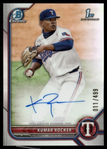 2022 Bowman Draft Chrome Pick Auto Refractor 11/499 Kumar Rocker #CDA ...