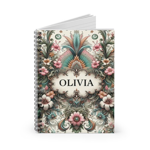 Spiral Notebook Ruled Line Personalized OLIVIA Stunning Design 7, Gift ...