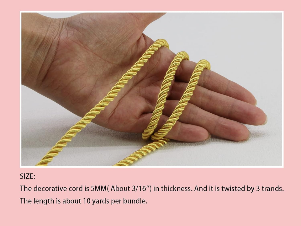 U Pick 10Yds 5Mm Decorative Twisted Satin Polyester Twine Cord Rope ...