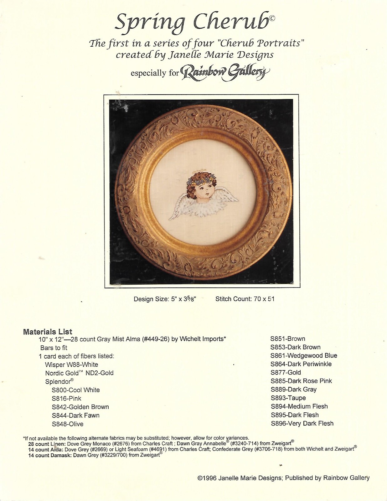 Janelle Marie Designs - Spring Cherub - Cross Stitch | eBay