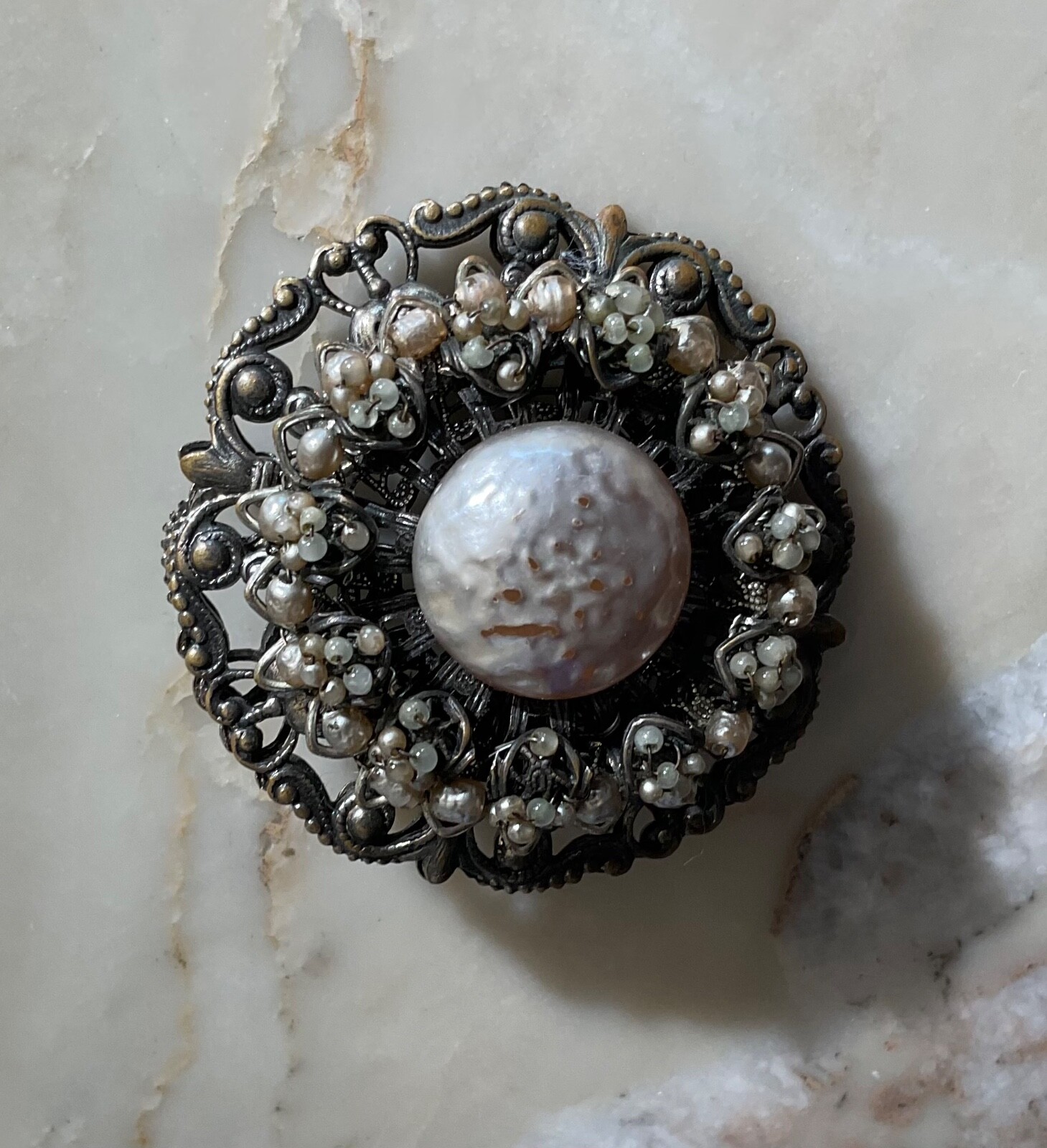 Rare Vtg. 1940-50s Miriam Haskell signed baroque si… - Gem