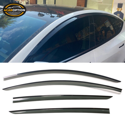 Fits 20-24 Tesla Model Y Window Visors Rain Sun Guard Vent 4PCS Set | eBay