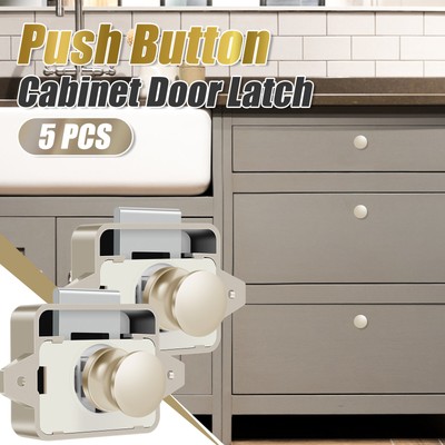 5Pcs Push Button Latch Locks for 15 to 18mm Door Drawer Keyless Push ...