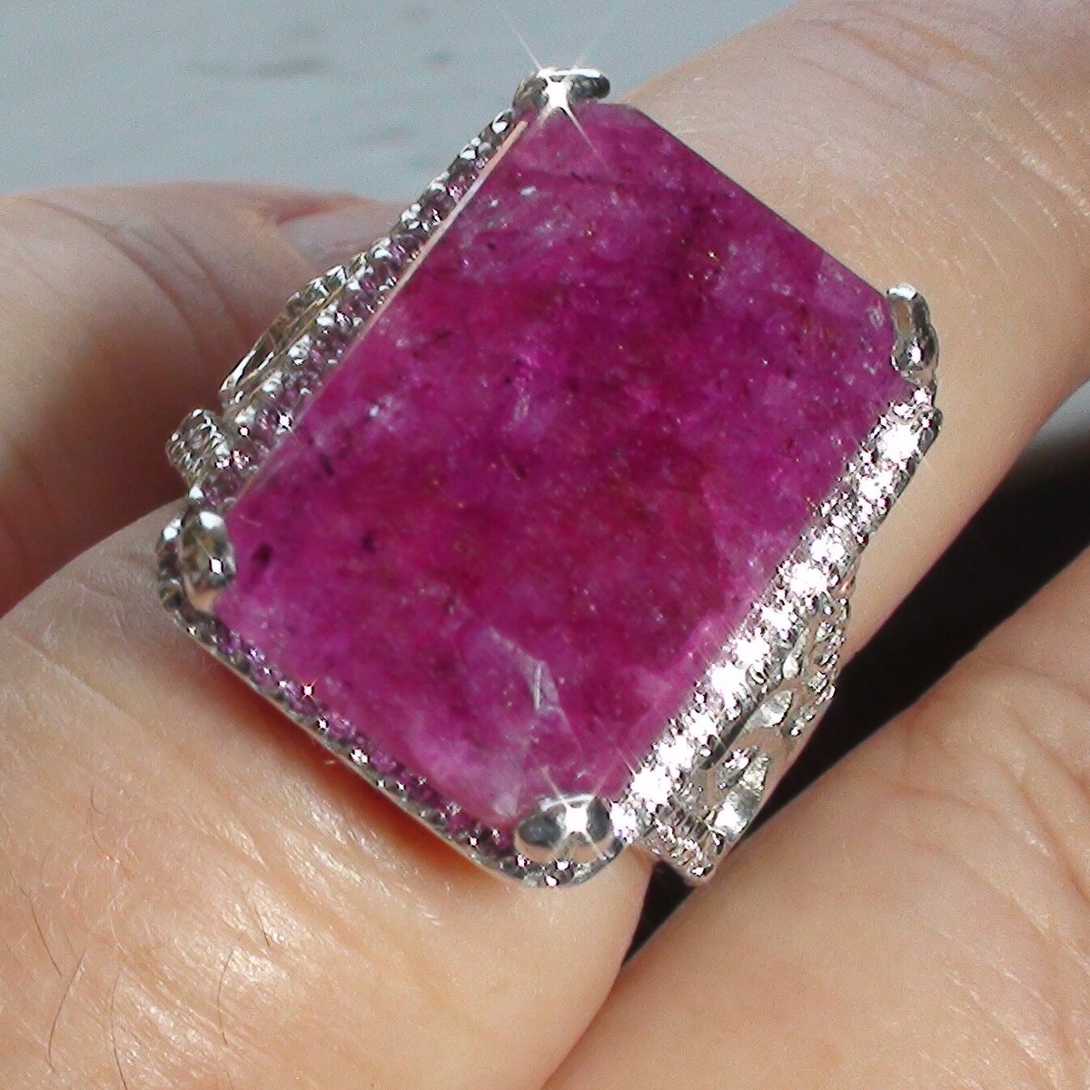 Red Beryl Engagement Ring