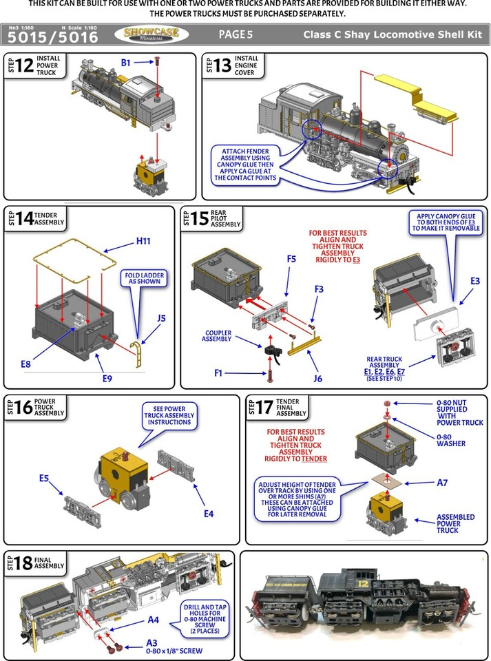 Nn3 Class C Shay Locomotive Shell Kit by Showcase Miniatures (5015) | eBay