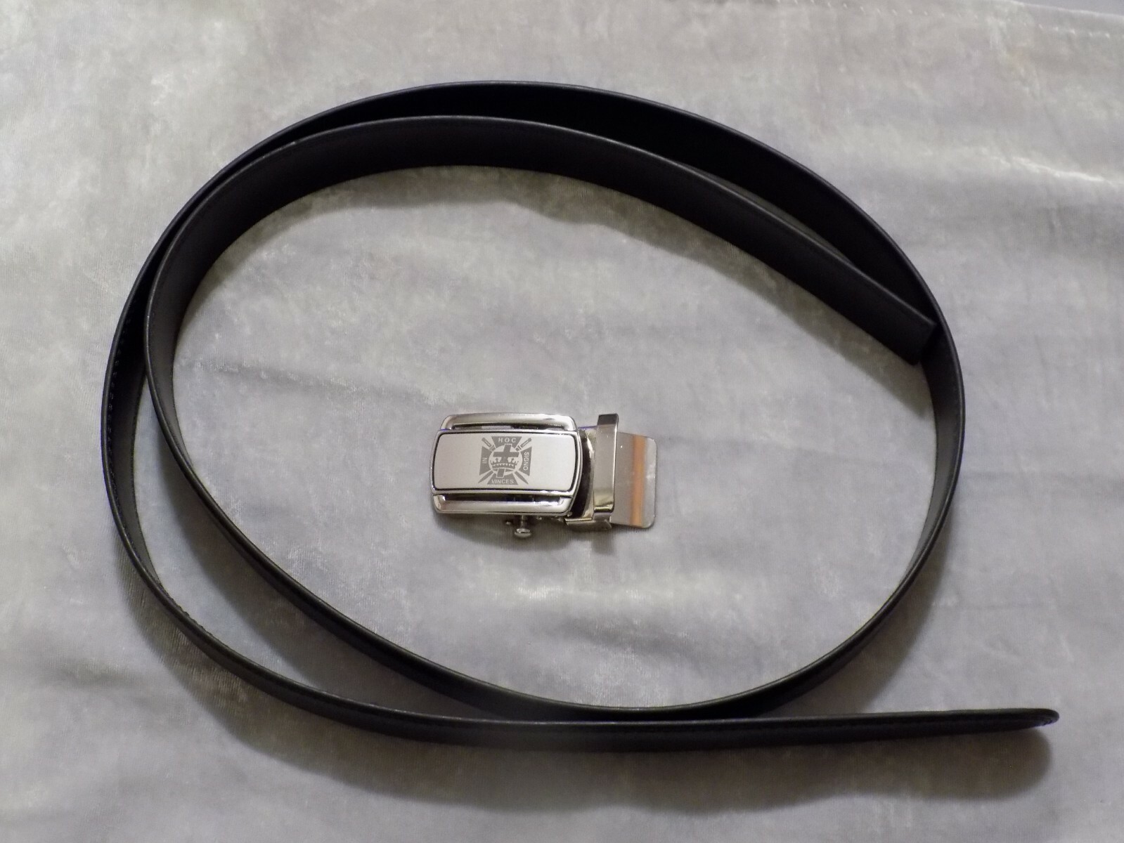 Masonic Black Leather Ratchet Belt & Buckle York Rites Fits up to 60 ...