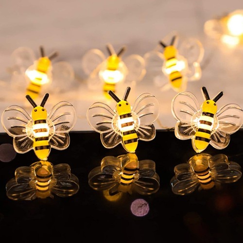 Bee LED String Lights | 20 LED Garden Lights Battery Operated String ...