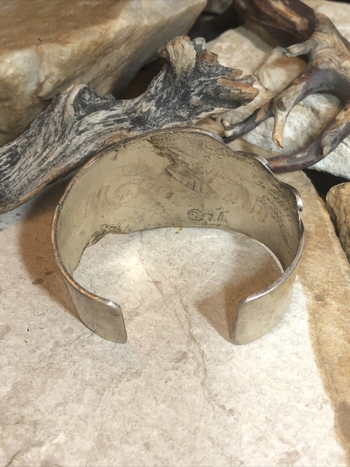 1. Harold Lomayaktewa Hopi Sterling 925 Wave Overlay Cuff bracelet 66 ...